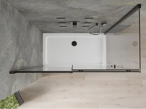 Mexen Omega sprchový kout posuvný 140 x 80 cm, transparentní, černý + vanička Flat, bílá - 825-140-080-70-00-4010B