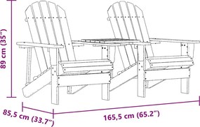 Zahradní židle Adirondack s čajovým stolkem masivní jedle 315892