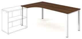 Stůl ergo oblouk pravý 180×120/80 cm - Hobis Uni UE 1800 P Dekor stolové desky: ořech, Barva nohou: bílá