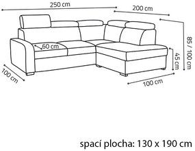 Sedací souprava OSLO L | 250x200 cm | rozkládací + úložný prostor | polohovatelné záhlavníky | VÝBĚR TKANIN