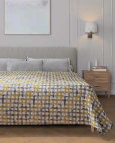 Přehoz na postel 220x260 cm barva modrá látka pletený vzor, vzorované