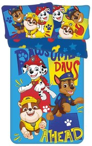 Modré bavlněné dětské povlečení do postýlky 100x135 cm Paw Patrol "Pawsome days ahead" – Jerry Fabrics