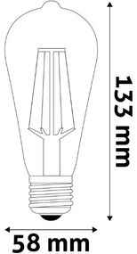 Prémiová retro LED žárovka E27 7W 806lm ST57 teplá, filament, ekv. 60W, 3 roky