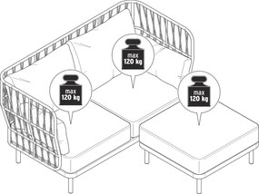Tchibo - Pohodlná zahradní pohovka s vysokým opěradlem - barva: šedá