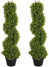 HOMCOM Sada 2 umělých spirálovitých eukalyptů, 90 cm pokojová rostlina, umělá rostlina, velká dekorativní rostlina v květináči pro domácnost, kancelá…