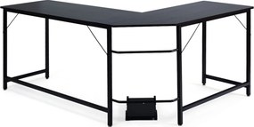 Costway Počítačový stůl ve tvaru L PC černý/přírodní – 168 × 125 × 74 cm
