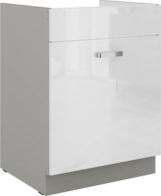 BIANCA sb | dolní skříňka 60 ZL 1S dřezová | 60 cm | PREMIUM BOX | světle šedá/bílá lesk