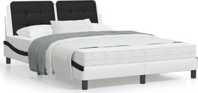 vidaXL Rám postele s LED osvětlením 120 x 200 cm umělá kůže [3214096] Barva: Bílá a černá
