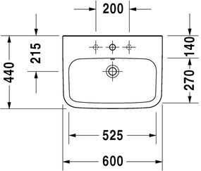 Duravit DuraStyle - umyvadlo 60x44 cm, bílé 2319600000