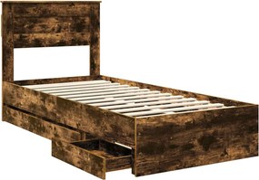 Rám postele s čelo Kouřový dub 75 x 190 cm Inženýrské dřevo 3409886