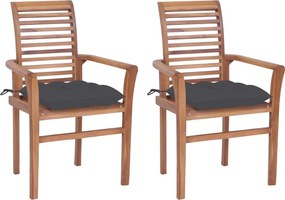 vidaXL Jídelní židle 2 ks podušky masivní teak [3062620] Barva: antracitová