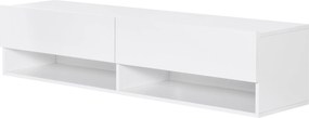 HOMCOM Nástěnný stojan na TV s TV skříňkou pro obývací pokoj se 2 přihrádkami a 2 skříňkami s výklopnými dvířky pro TV do 60 palců 140x32x31 cm Bílá |