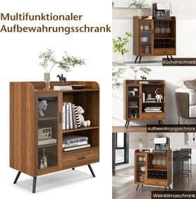 Costway Vinotéka pro domácí lihovinu skříň s dvířky a zásuvkou – 80 × 40 × 95 cm