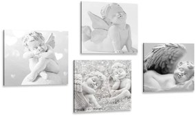 Set obrazů harmonie andělů v černobílém provedení Varianta: 4x 60x60