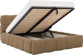 Postel s kovovým roštem a úložným prostorem, 180x200, světle hnědá, SORENA