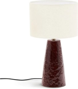 Červená/bílá stolní lampa s textilním stínidlem (výška 49 cm) Drava – Kave Home