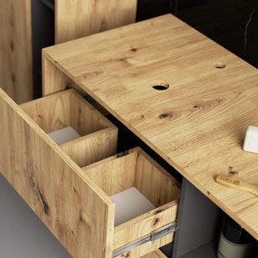 Skříňka pod umyvadlo VAMI W90 2SZ dub artisan / garafitová / šedá