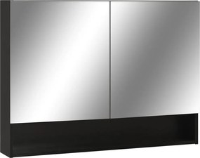 LED koupelnová zrcadlová skříňka černá 80 x 15 x 60 cm MDF 323605