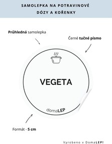 Samolepka na kořenky VEGETA průhledná 5 cm tučné písmo