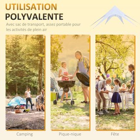 Outsunny XXL Zahradní Hvězdný Stan - Dešťuvzdorná Plachta, Sluneční Plachta pro Kempování, Rozměry 10 x 10 x 4 m, Vysokohustotní 210D Voděodolný Polye