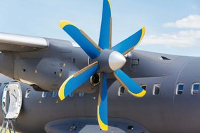 DIMEX | Samolepicí vliesová fototapeta na zeď Osobní letadlo MA-5-2825 | 375 x 250 cm | modrá, bílá, šedá