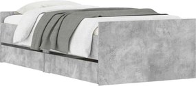 Rám postele se zásuvkami betonově šedý 100 x 200 cm 3207367
