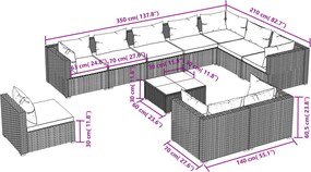 vidaXL 11dílná zahradní sedací souprava s poduškami polyratan [3102664] Barva: Hnědá a krémová