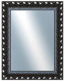 DANTIK - Zarámované zrcadlo - rozměr s rámem cca 70x90 cm z lišty ROKOKO černá lesklá (2632)