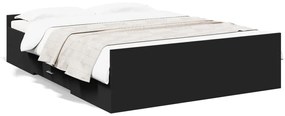 Rám postele se zásuvkami černý 120 x 190 cm kompozitní dřevo - Default Title