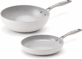 Elmich Základní sada keramických pánví Zen 2 ks – klasická + wok, krémově bílá
