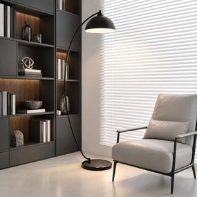 HOMCOM oblouková stojací lampa s mramorovou základnou, černá