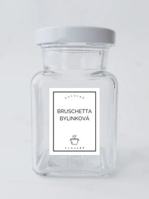 Samolepka na kořenky BRUSCHETTA BYLINKOVÁ bílá 3 × 4 cm základní písmo