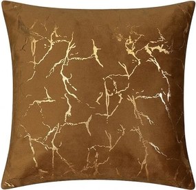 Sametový povlak na polštář Mramorový vzor – hnědý 40 × 40 cm