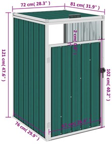 vidaXL Marketos Přístřešek na popelnici zelený 72 x 81 x 121 cm ocel