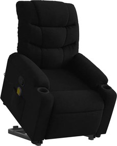 Zvedací masážní polohovací křeslo černé textil 3206656