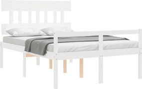 Postel s čelem pro seniory bílý 140x190 cm masivní dřevo 3195397