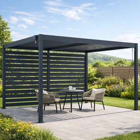 Boční zástěna pro bioklimatickou pergolu BestBerg BBP-C1CG / 370 × 218 cm / šedá