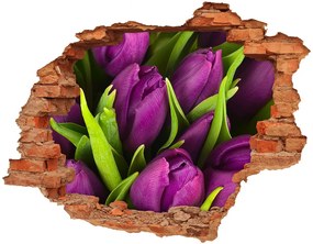 Wallmuralia Samolepící díra nálepka Fialové tulipány 90x70 cm