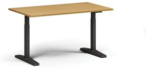 Výškově nastavitelný stůl, elektrický, 675-1325 mm, deska 1400x800 mm, černá podnož, buk