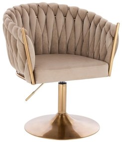 LuxuryForm DESIGN Otočná židle NORDEN VELUR na zlatém talíři - latte