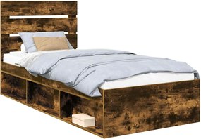 Rám postele Kouřový dub 100 x 200 cm Masivní borové dřevo 3411780