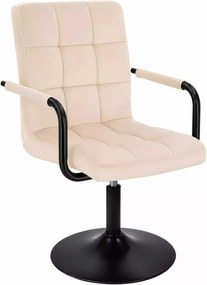 LuxuryForm DESIGN Otočná židle VERONA BLACK VELUR na černém talíři - krémová