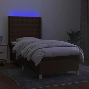 Box spring postel s matrací a LED tmavě hnědá 80x200 cm textil 3139152