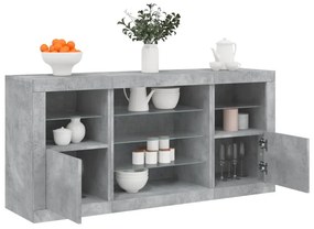 Příborník s LED osvětlením betonově šedý 142,5 x 37 x 67 cm 3209089