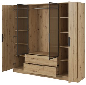 Šatní skříň Kelly 4D RM s tyčí 206 cm dub artisan