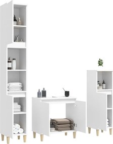 vidaXL 3dílný set koupelnového nábytku kompozitní dřevo [3185581] Barva: Bílá