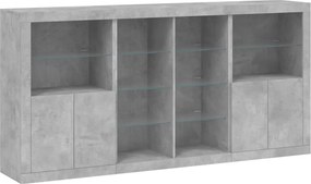 Příborník s LED osvětlením betonově šedý 202 x 37 x 100 cm 3209187