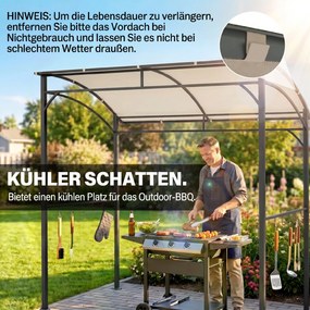 Outsunny altán na grilování Zahradní altán se stříškou na grilování odolnou proti UV záření, ocelový rám a háčky, polyester, béžová barva, 215x150x22…