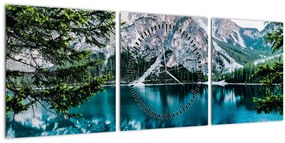 Obraz Jezera v Alpách (s hodinami) (90x30 cm)
