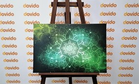 Obraz Mandala s galaktickým pozadím v odstínech zelené - 60x40 cm